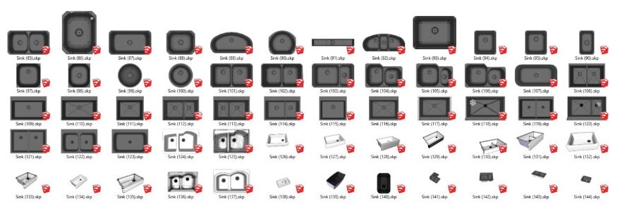 144 Pieces Kitchen Sink Sketchup 3D Model Interior Design,sketchup ...