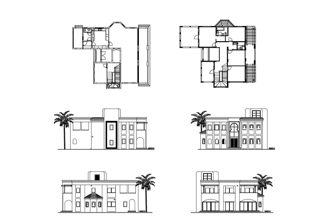 2D Drawings of Villa, Autocad 2D DWG File, Ready Block for Autocad, 2D ...