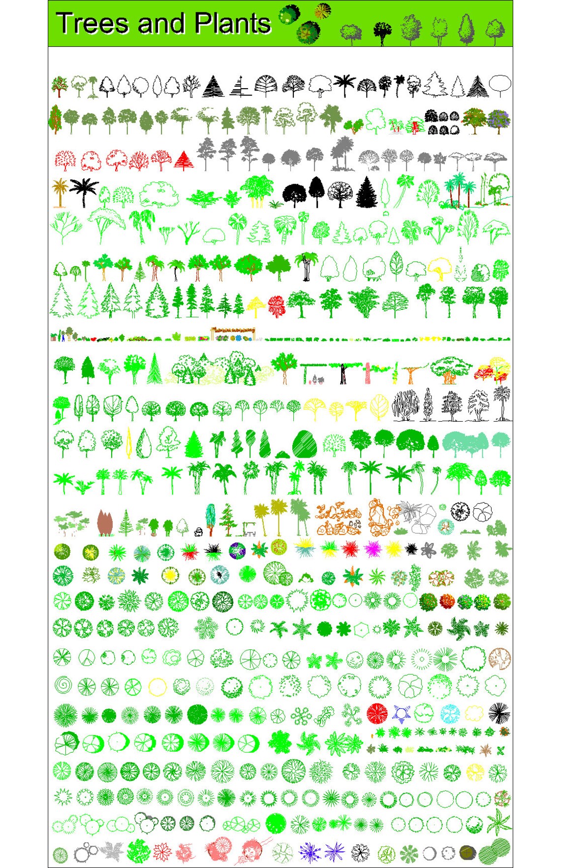 Autocad 2D DWG DXF PDF Trees and Plants File,autocad 2D Template - Etsy