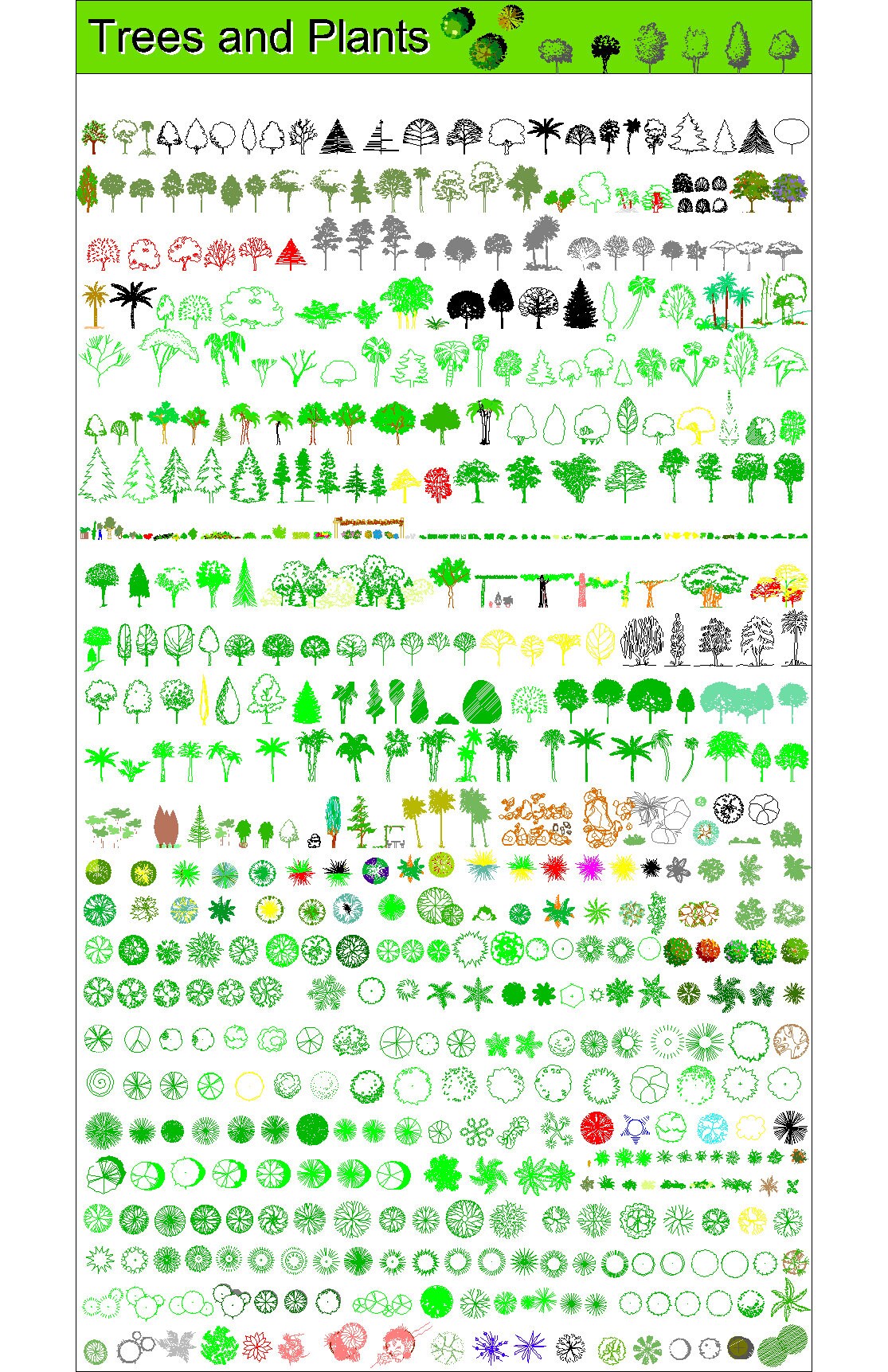 Autocad 2D DWG DXF PDF Trees and Plants File,autocad 2D Template - Etsy