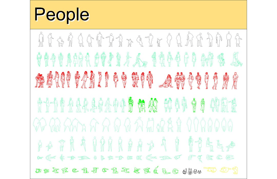 Autocad 2D DWG DXF PDF People File, Ready Block for Autocad, 2D Drawing ...
