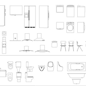 Autocad 2D DWG DXF PDF Furniture Blocks, Bedrooms, Kitchens and ...