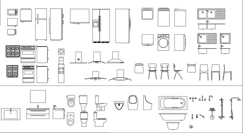 Autocad 2D DWG DXF PDF Furniture Blocks, Bedrooms, Kitchens and ...