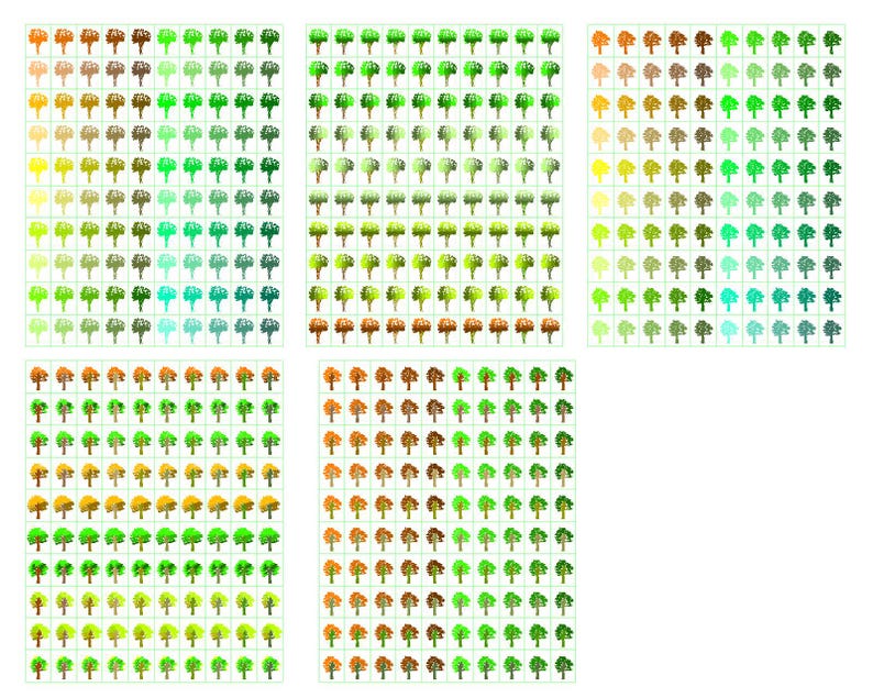 2D Drawings of Trees, 2D DWG File, Ready Block for Autocad, 5 Pieces of ...