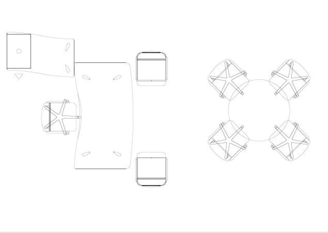 2D Drawings of Office Desk, Computer, Office Materials, Office ...