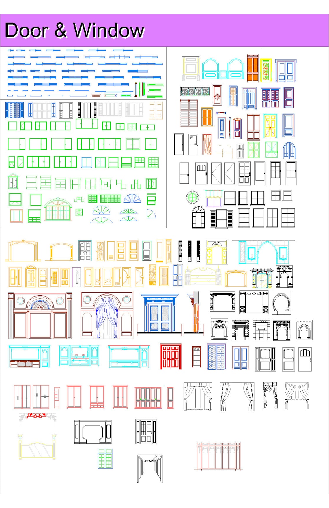 Autocad 2D DWG DXF PDF Door and Window File, Ready Block for Autocad ...