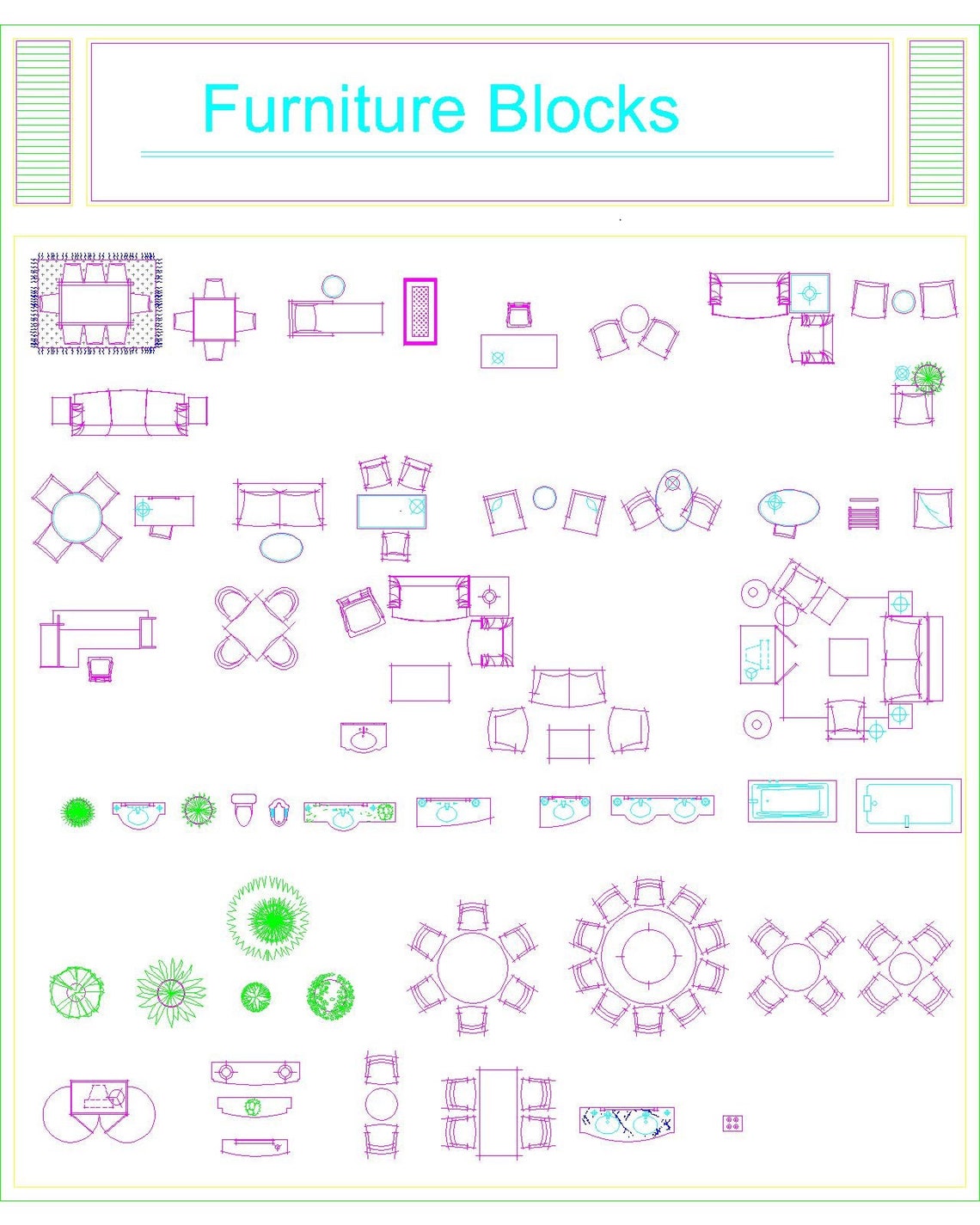 Autocad 2D DWG DXF PDF Furniture Blocks, Bedrooms, Kitchens and ...