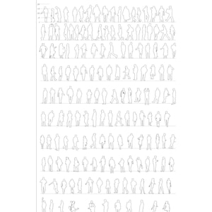 Autocad 2D DWG DXF PDF Blocks of Human Figures in Different Positions ...