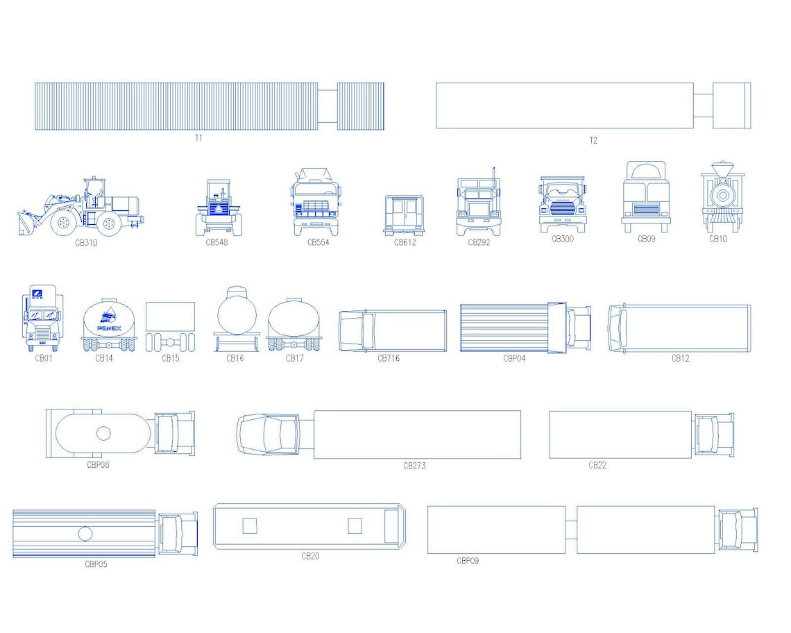 2D Drawings of Tractor/vessel/aircraft/car/boat/ship/truck, Vehicle ...