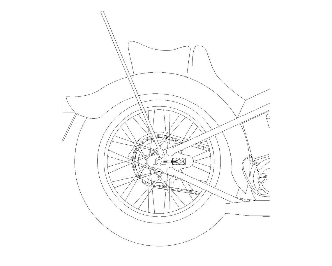 2D Drawings of Harley Motorcycle, Vehicle Autocad 2D DWG File, Ready ...