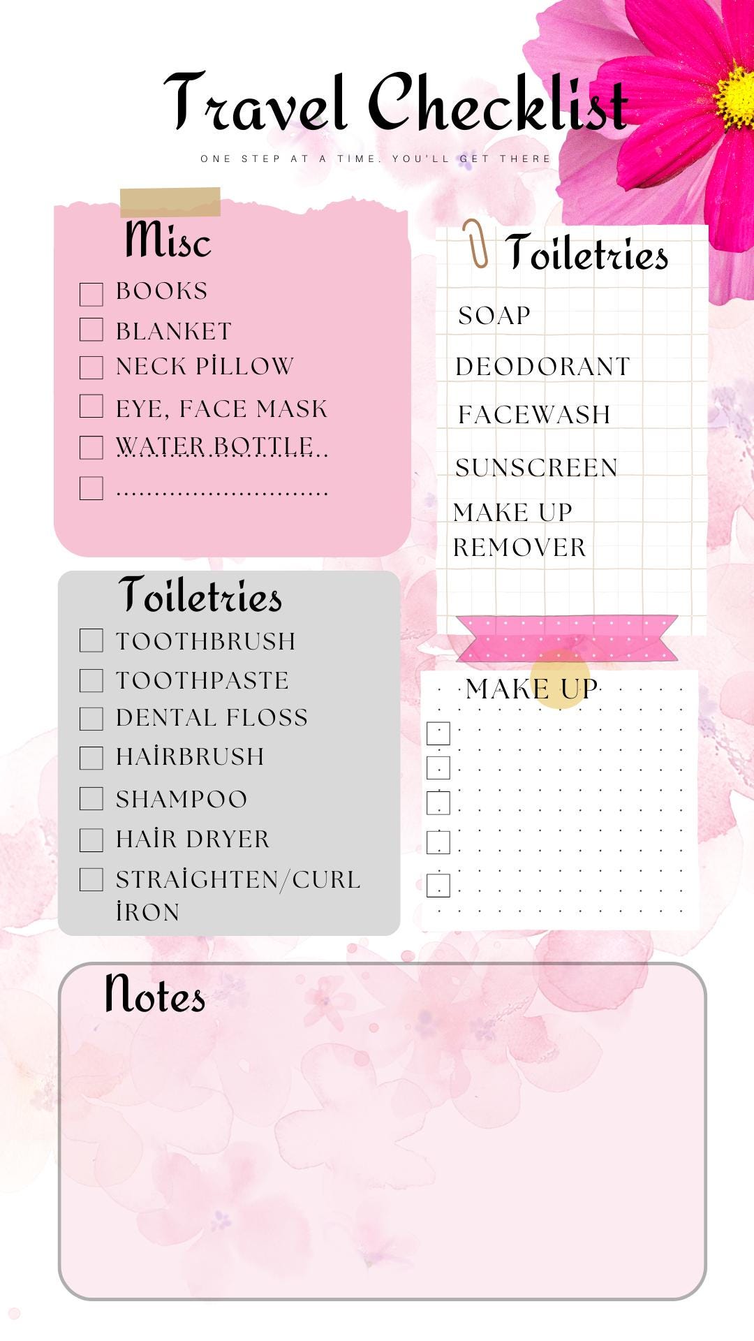 Travel Checklist Aesthetic Weekly Planner Template Digital Daily ...