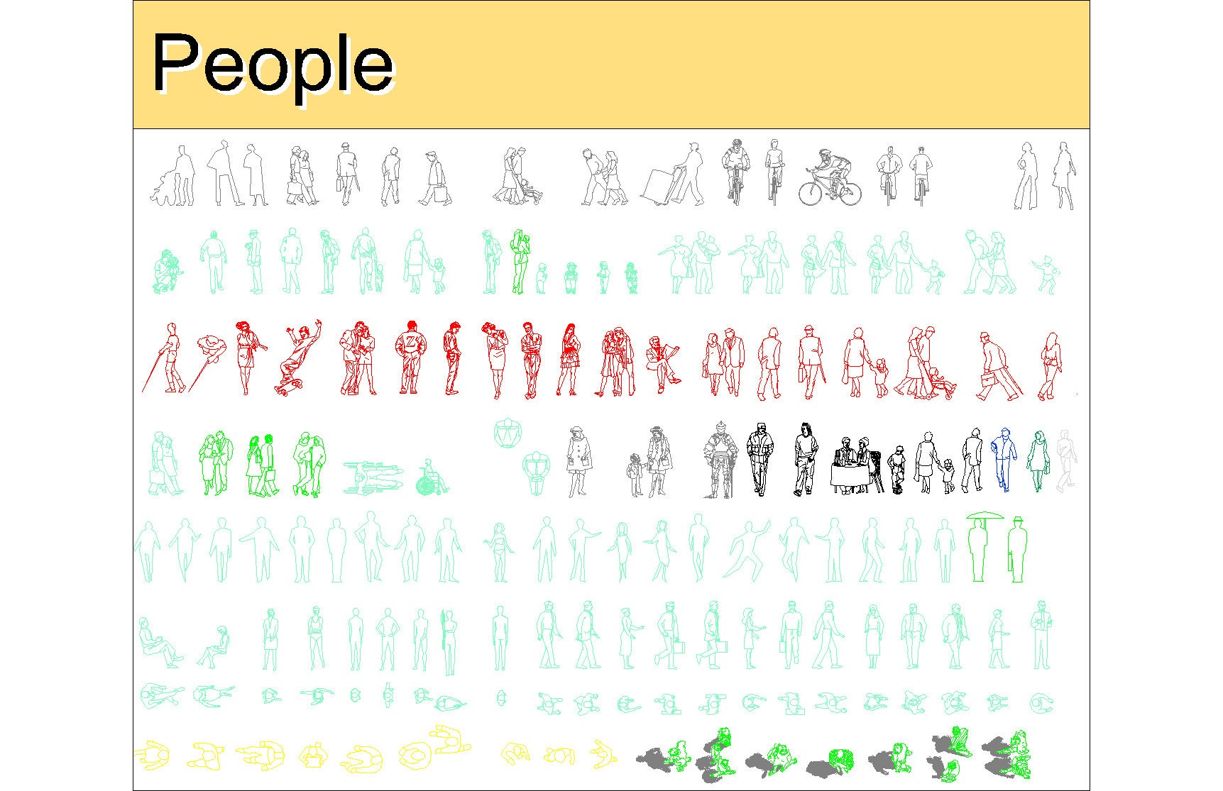 Autocad 2D DWG DXF PDF People File, Ready Block for Autocad, 2D Drawing ...