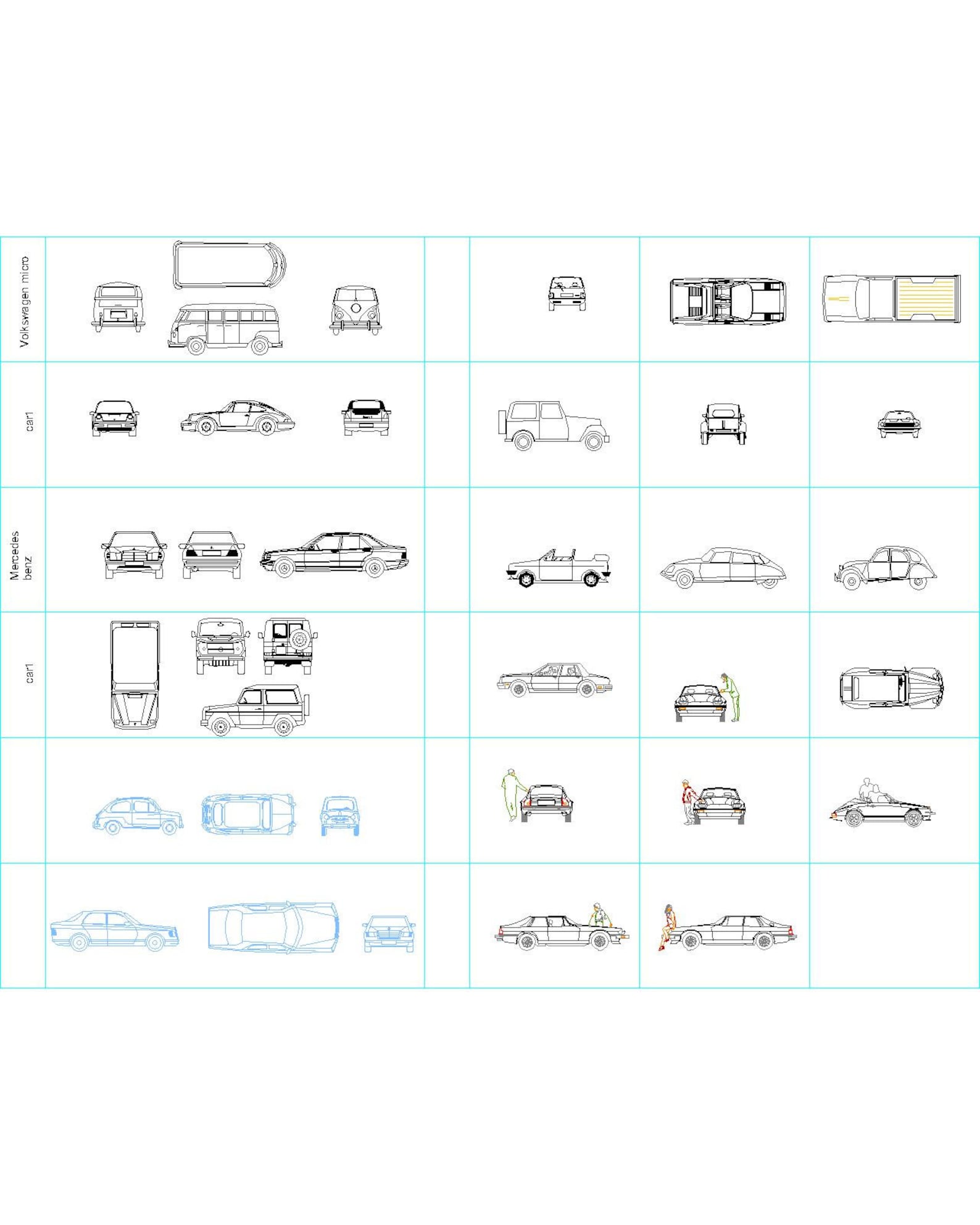 2D Drawings of Tractor/bus/bmw/car/ambulance/atomobile/truck, Vehicle ...