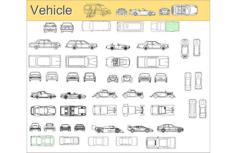 Autocad 2D DWG DXF PDF Car,biycle,bus,construction Equipment,truck ...