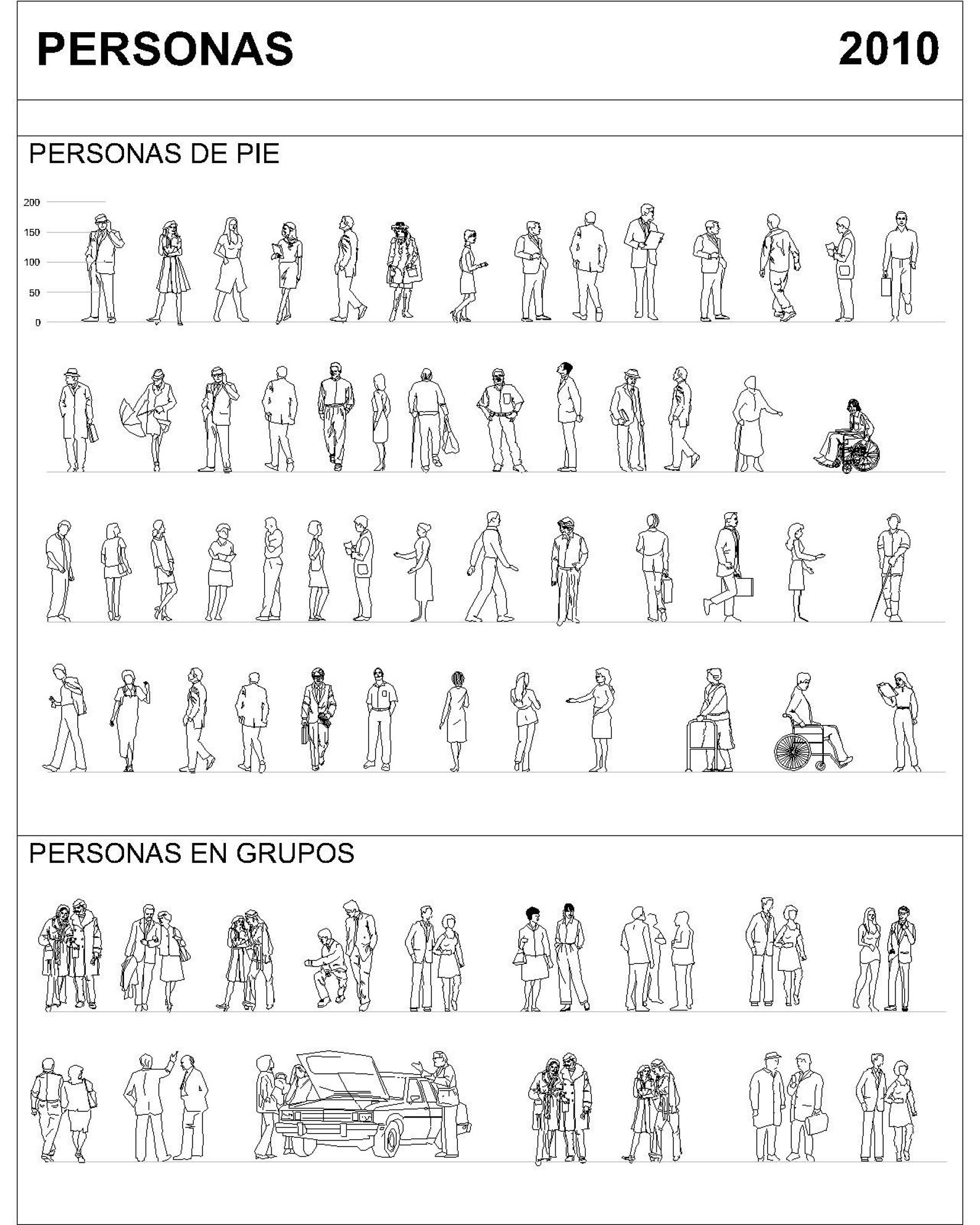 Autocad 2d Dwg Dxf Pdf Blocks Of Human Figures In Different Positions
