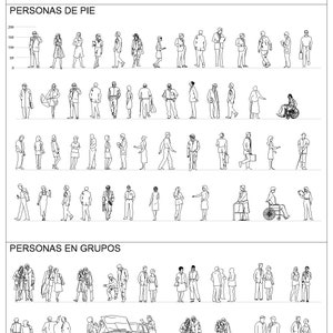 Autocad 2D DWG DXF PDF Blocks of Human Figures in Different Positions ...