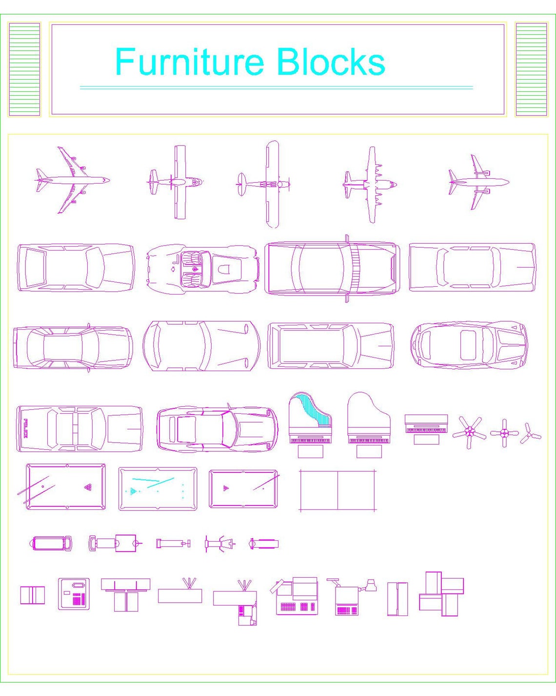 Autocad 2D DWG DXF PDF Furniture Blocks, Bedrooms, Kitchens and ...