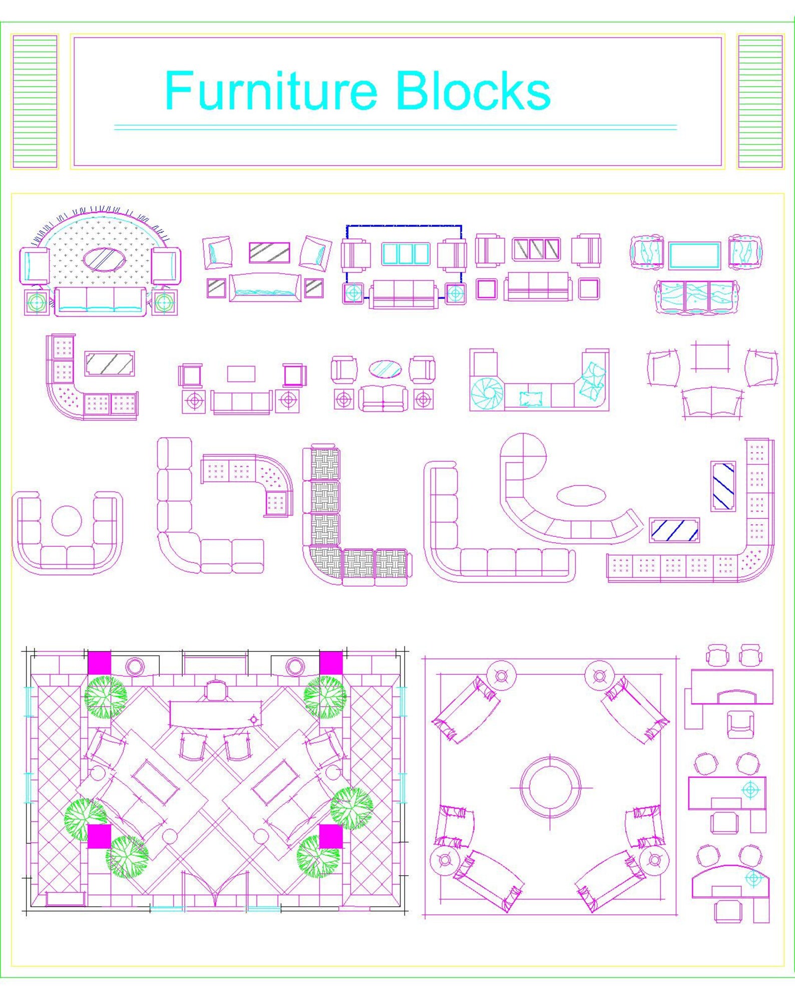 Autocad 2D DWG DXF PDF Furniture Blocks, Bedrooms, Kitchens and ...