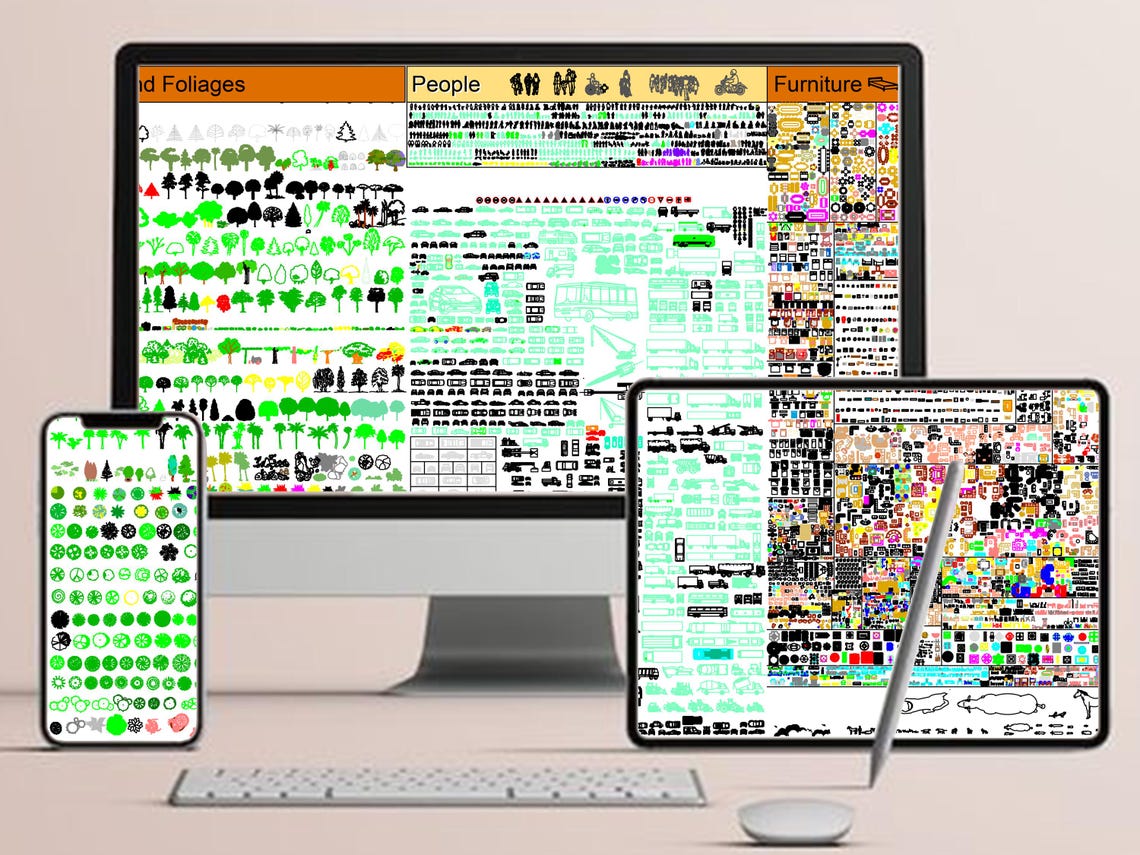 10000+ Autocad 2D File, Huge Library, DWG Blocks Plants, Vehicle ...