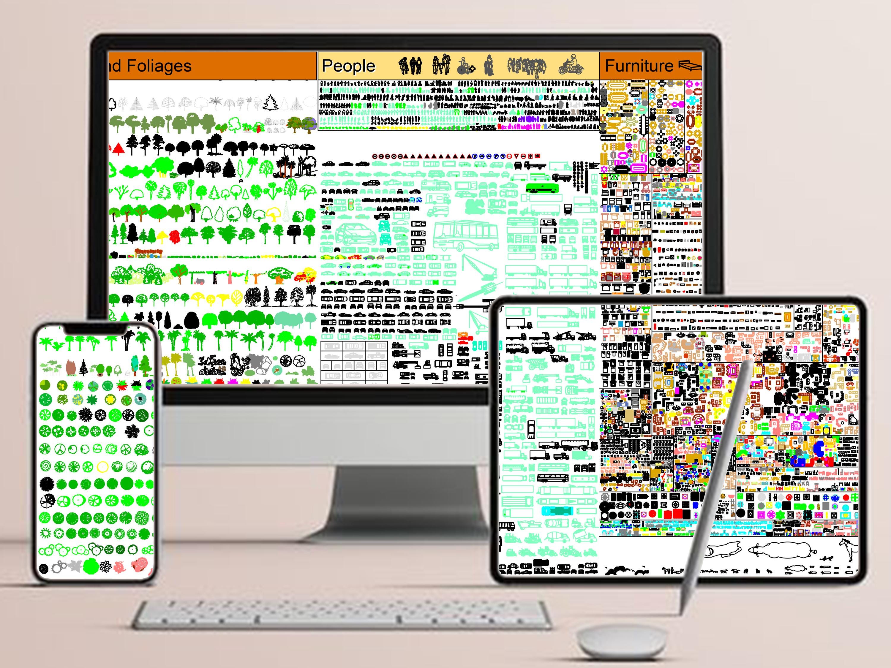 10000+ Autocad 2D File, Huge Library, DWG Blocks Plants, Vehicle ...