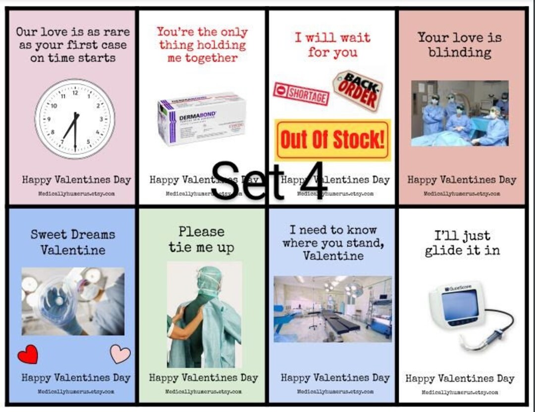 Set 4: Funny Valentine's Day Cards - DOWNLOAD & PRINT Operating Room ...
