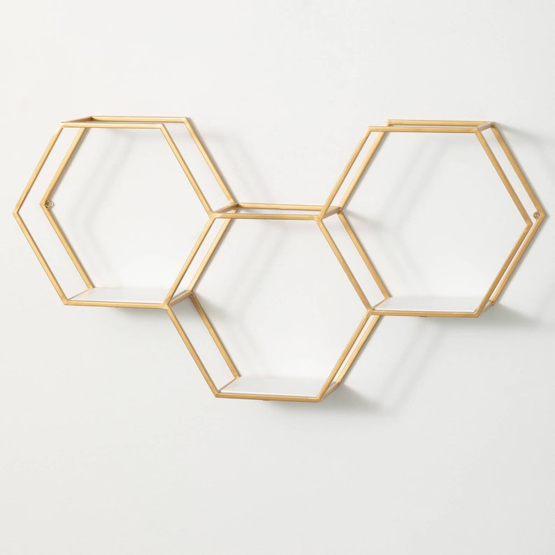 Hexagonal Gold Metal Shelf - Etsy