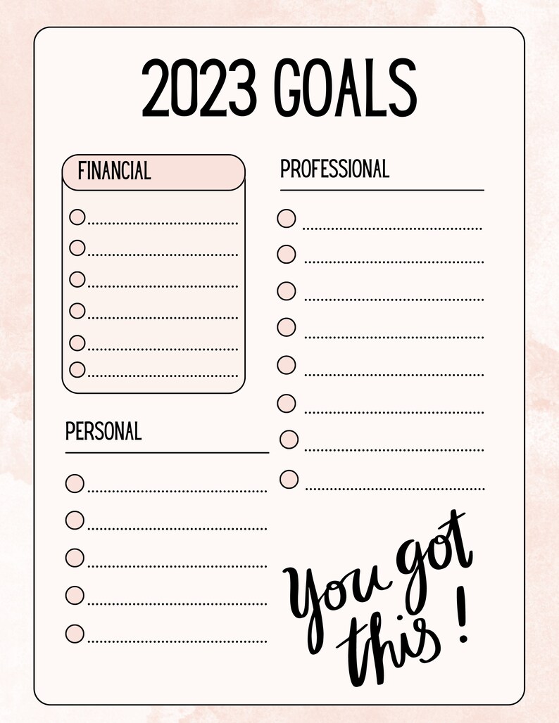 2023 Goals Tracker Checklist Digital Download, Daily Goal Reminder ...