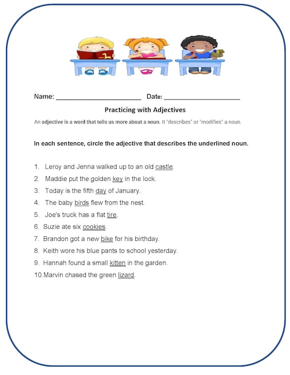 Adjectives Worksheets