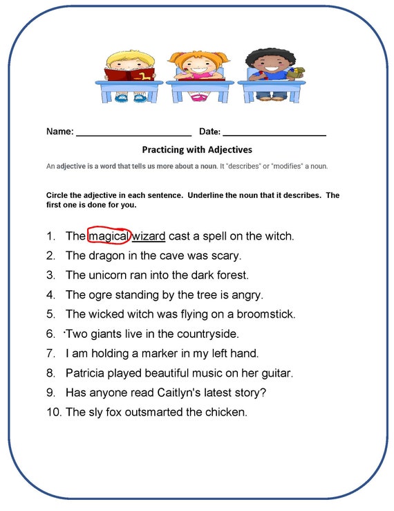 Adjectives Worksheets Grade 3