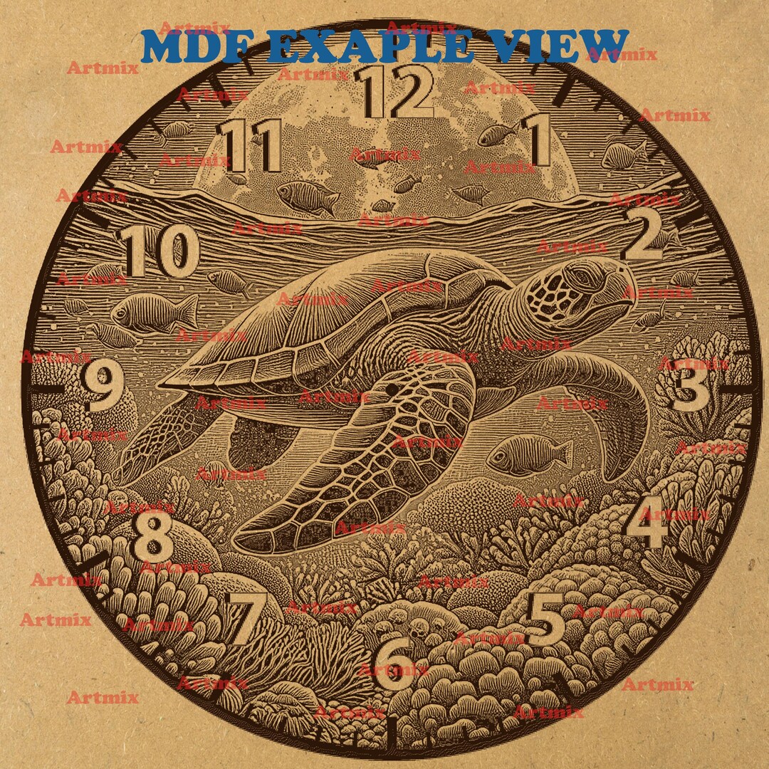 3D Turtle Clock Laser Engraving Design: Illusion PNG File (digital ...