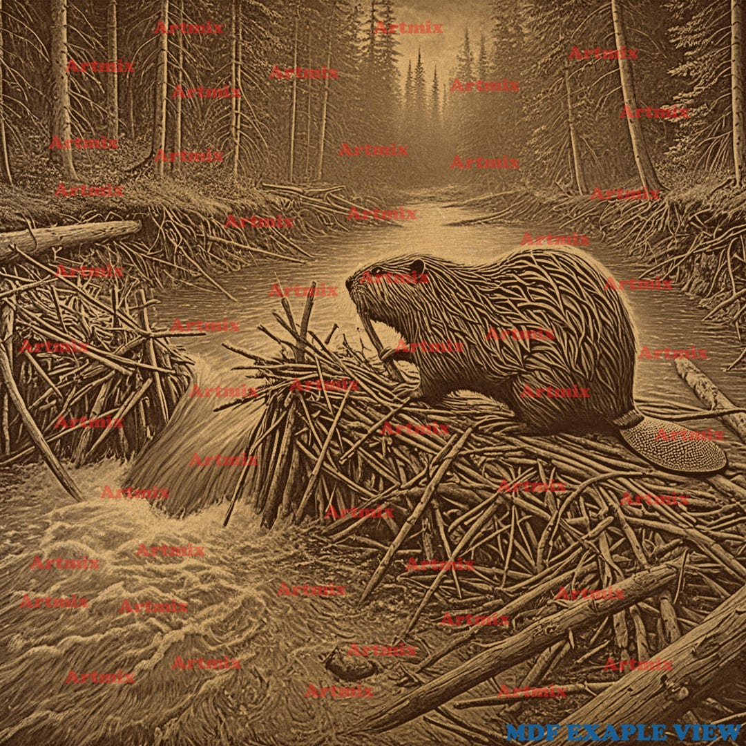 Beaver, River Craftsman, Laser Burn PNG Digital File, 3D Illusion, 3D ...