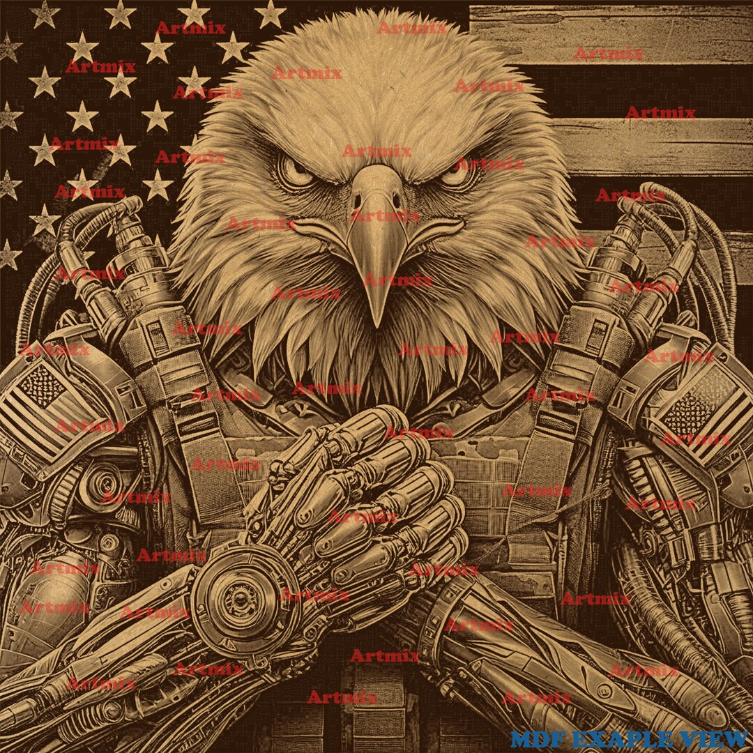 Robotic Eagle, American Patriot, USA Flag, Instatn Download, Laser Burn ...