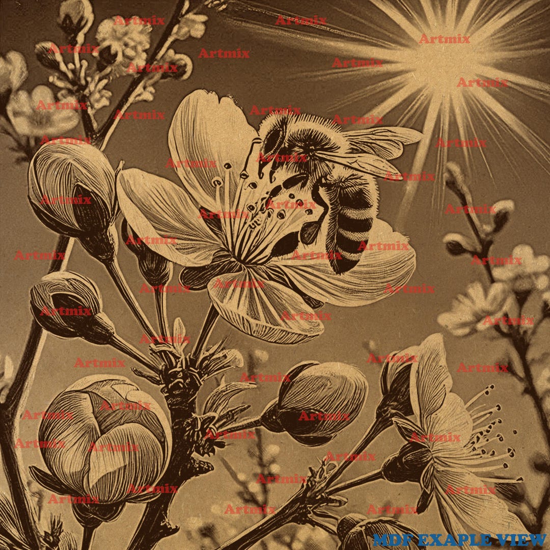 Bee Nature Symbol, 3D Illusion, Laser Burn PNG (laser Engraving File ...