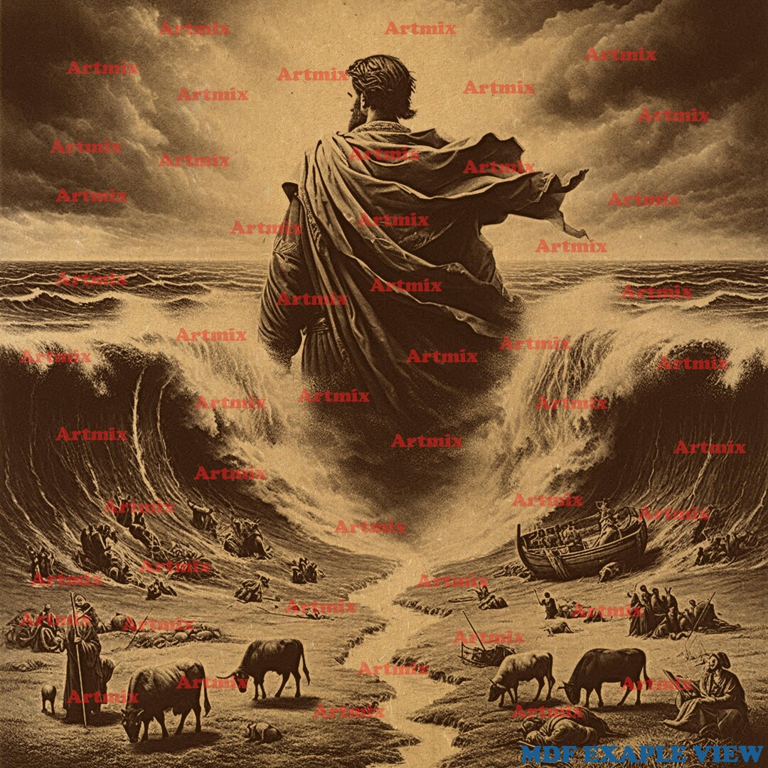 Moses Ocean Scene, 3D Illusion, Laser Engraving PNG (digital Design ...