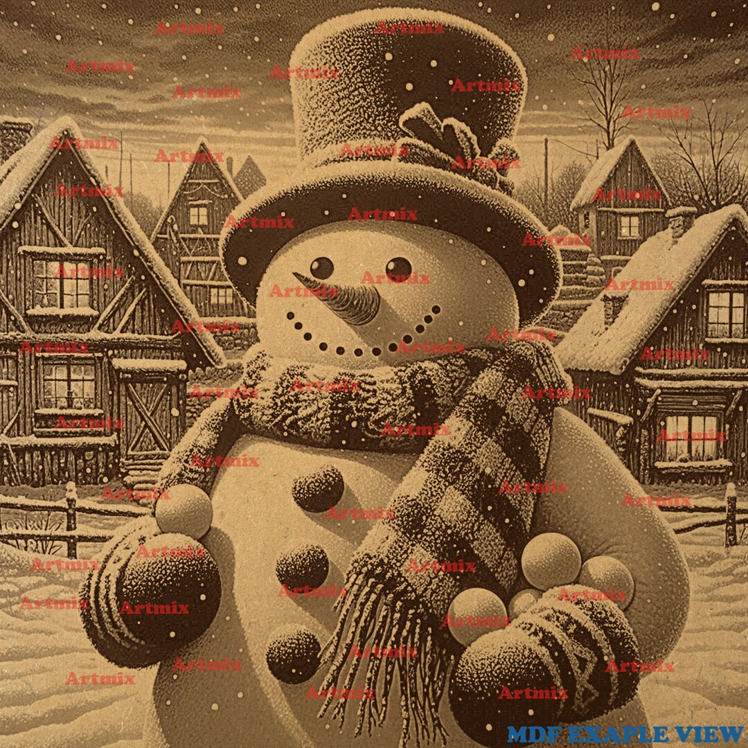 Snowman Village, 3D Illusion, Laser Cut File (CNC Compatible, Instant ...