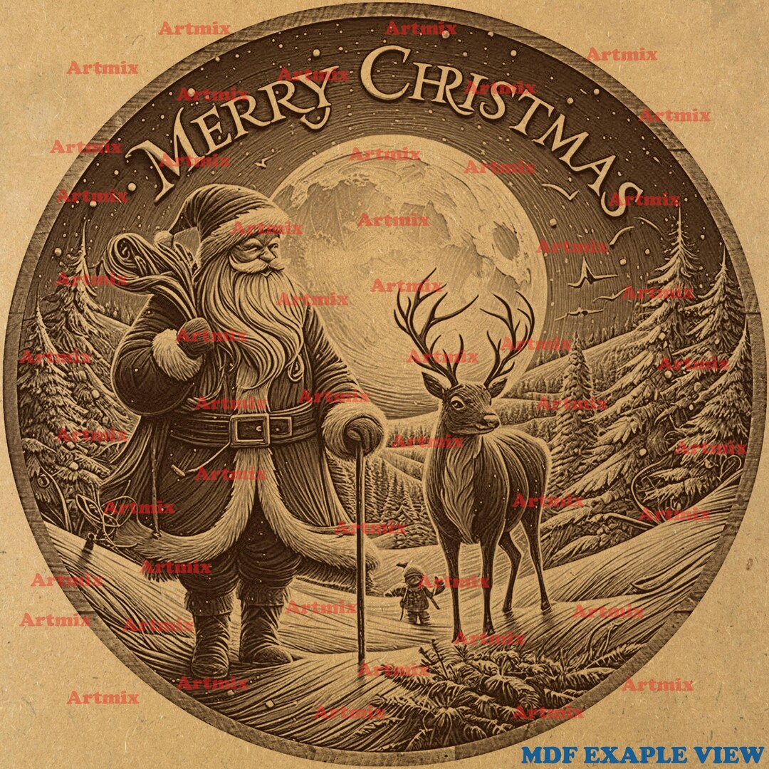 Santa Claus, 3D Illusion, Laser Engraving PNG (CNC Compatible, Digital ...