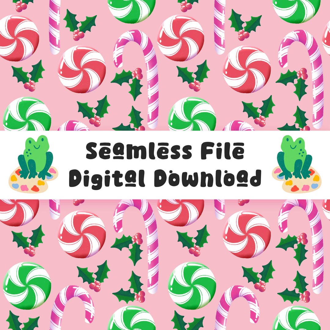 Peppermint Candy Seamless Pattern | Procreate + PNG Tile | Fabric ...