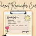 Parent Reminder Card, Daycare Parent Reminder Card, Daycare Quick Note ...