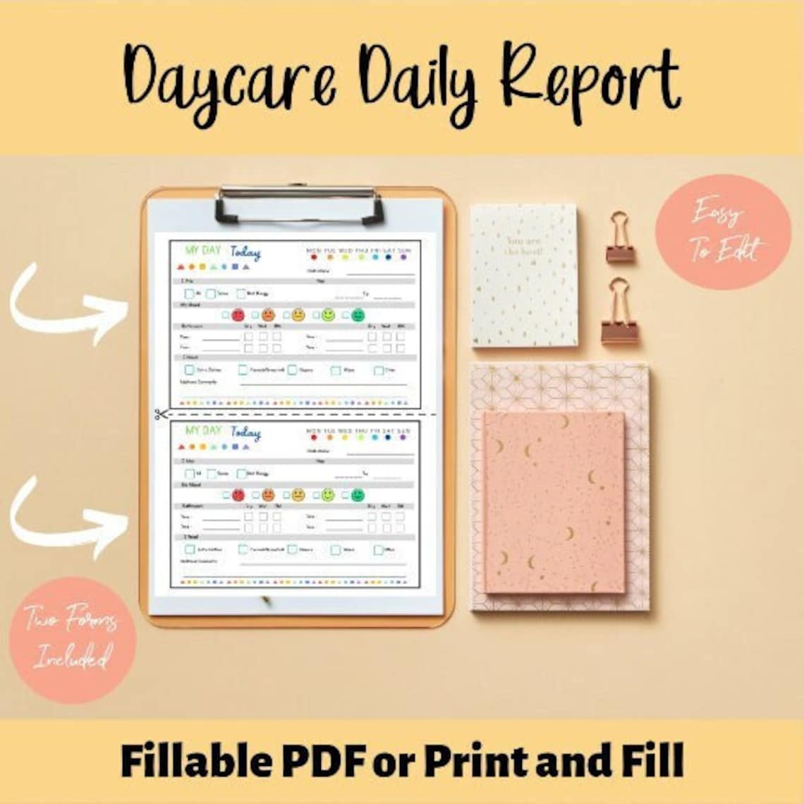 Daycare Daily Report, Fillable Daily Report for Daycare, Daycare ...
