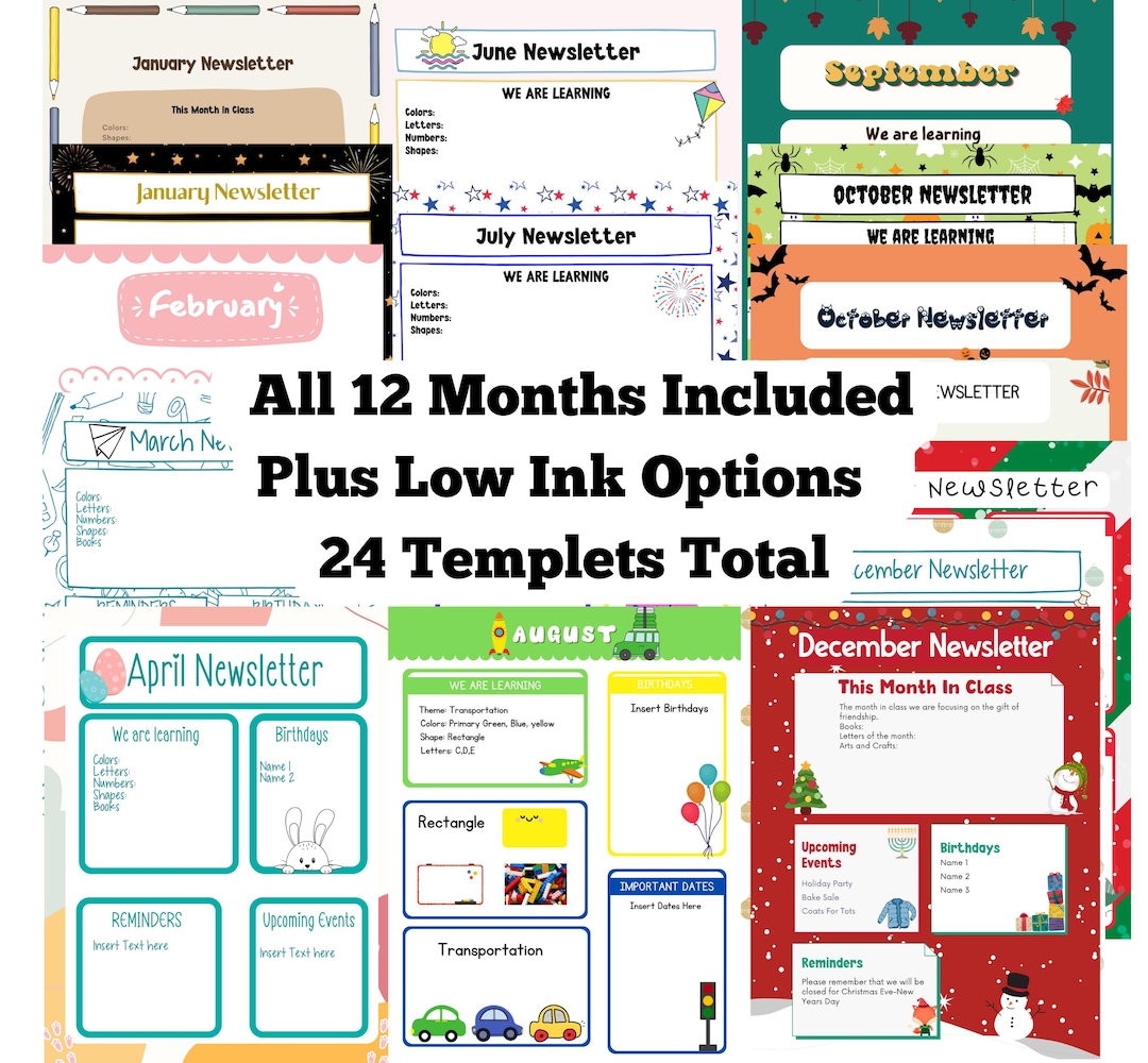 Full Year DAYCARE NEWLETTER BUNDLE, Childcare Newsletters, Classroom ...
