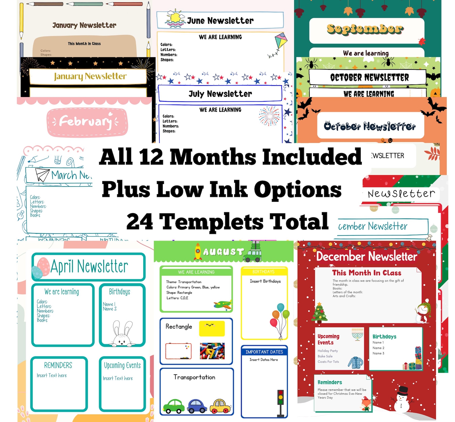 Full Year DAYCARE NEWLETTER BUNDLE, Childcare Newsletters, Classroom ...