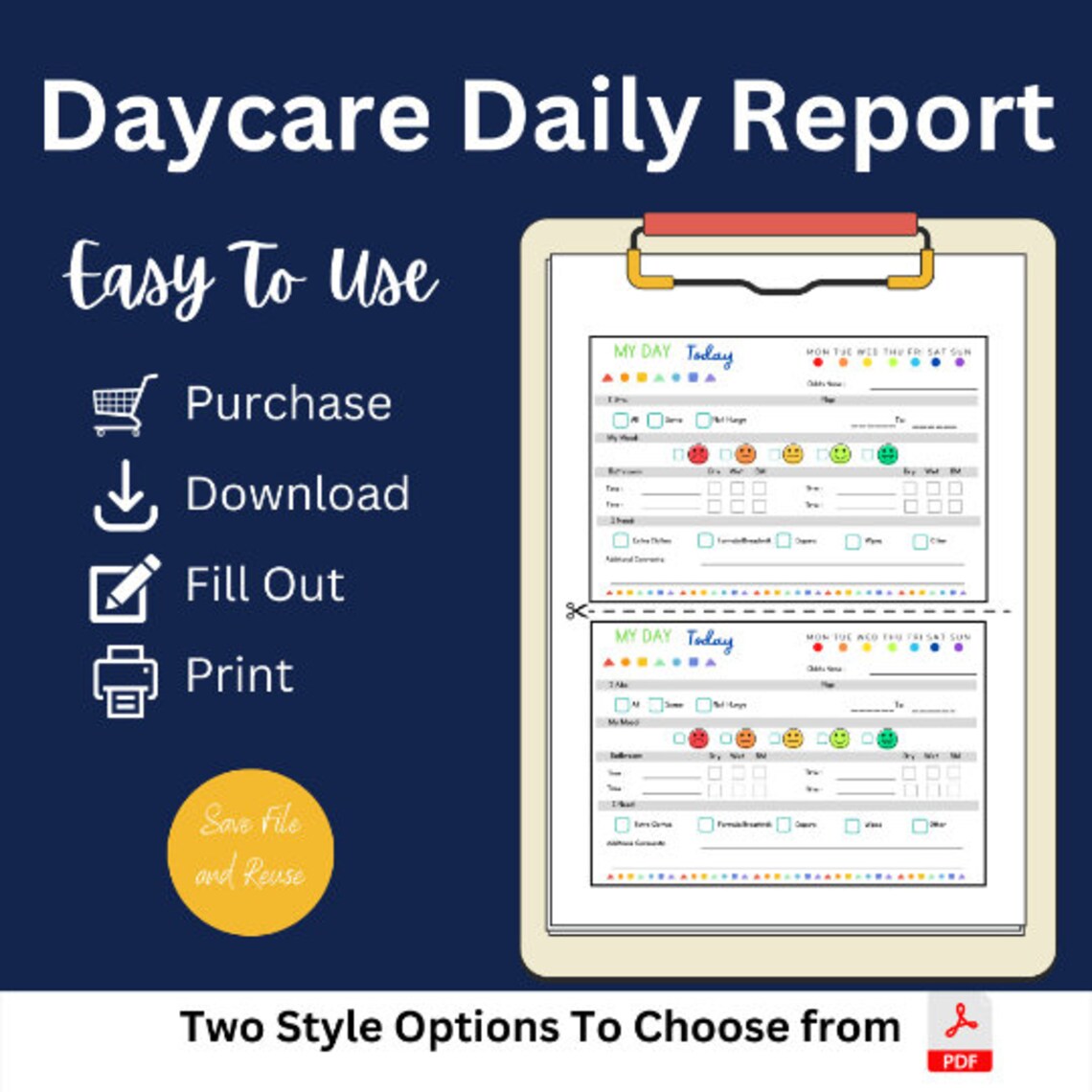 Daycare Daily Report, Fillable Daily Report for Daycare, Daycare ...