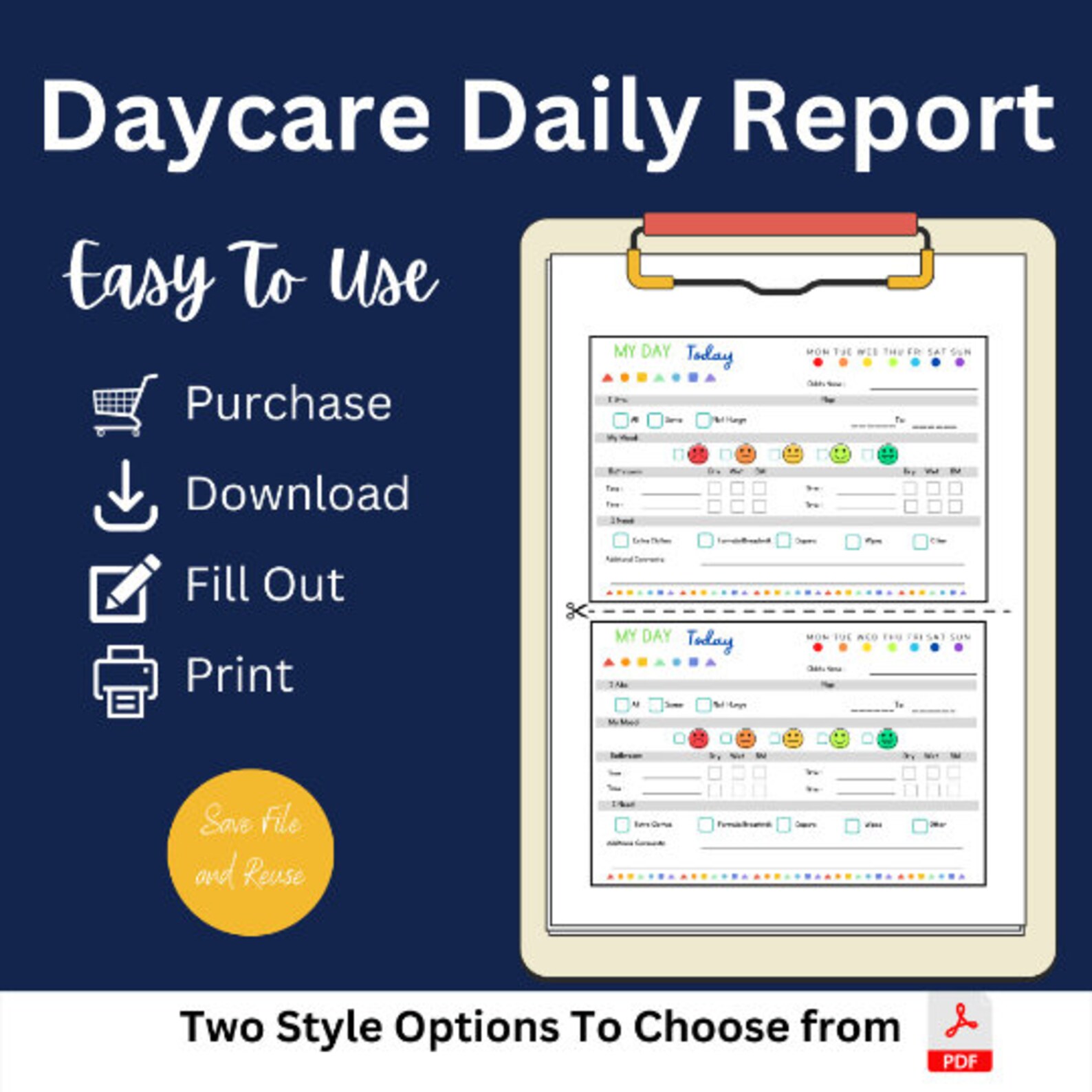 Daycare Daily Report, Fillable Daily Report for Daycare, Daycare ...