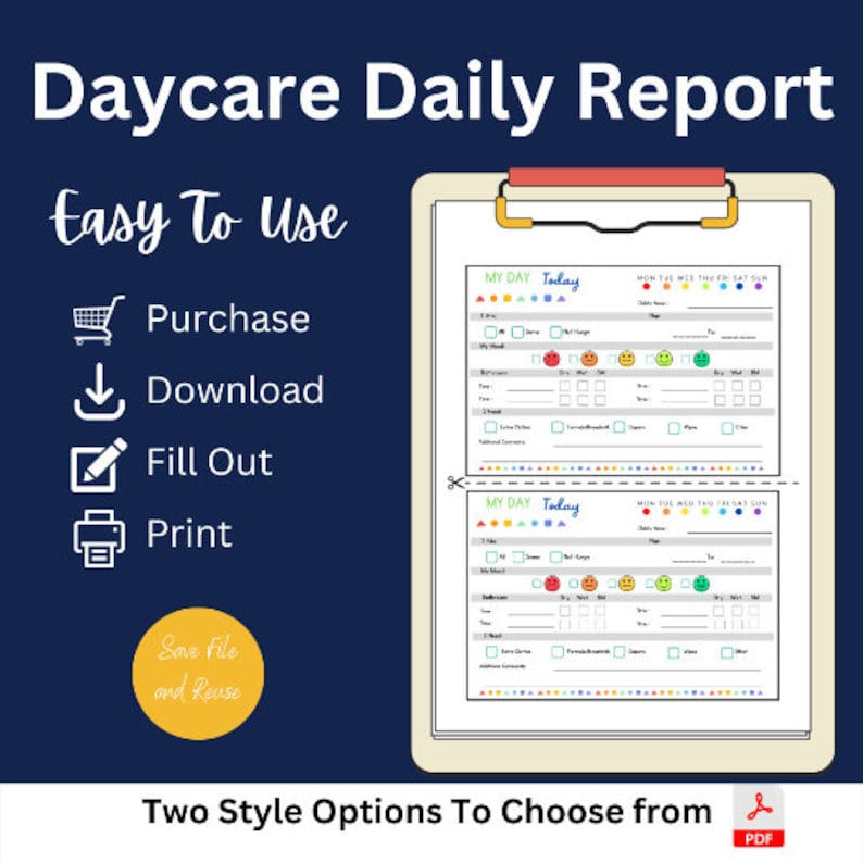 Daycare Daily Report, Fillable Daily Report for Daycare, Daycare ...