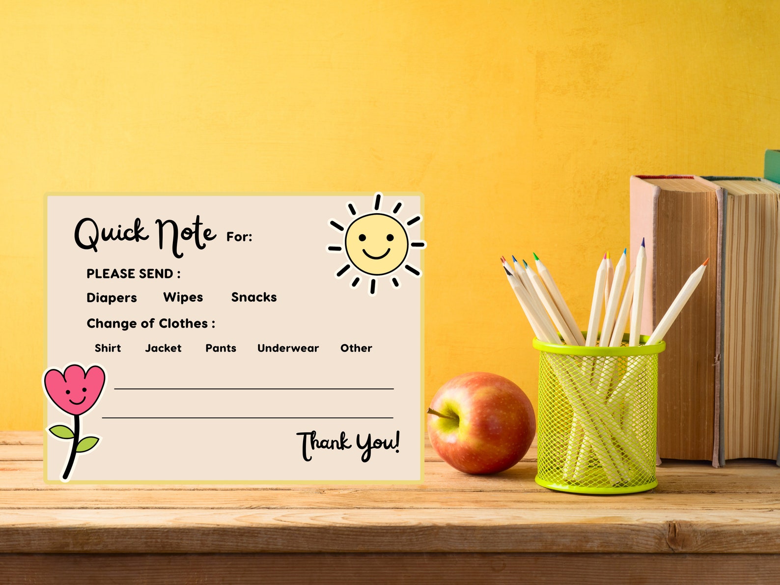 Parent Reminder Card, Daycare Parent Reminder Card, Daycare Quick Note ...