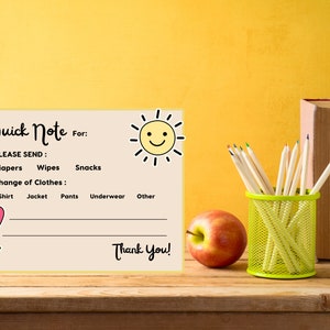 Parent Reminder Card, Daycare Parent Reminder Card, Daycare Quick Note ...