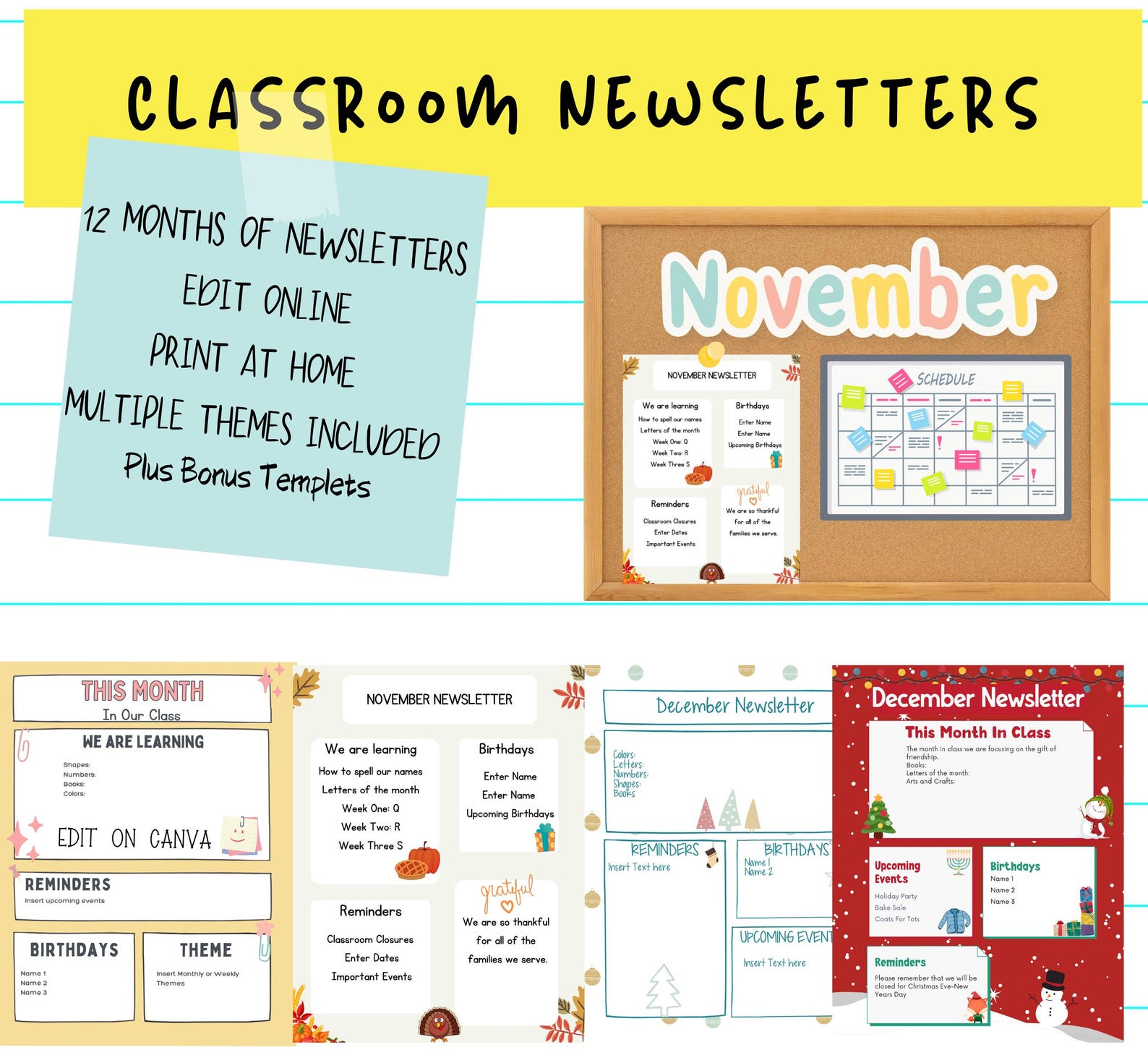 Full Year DAYCARE NEWLETTER BUNDLE, Childcare Newsletters, Classroom ...