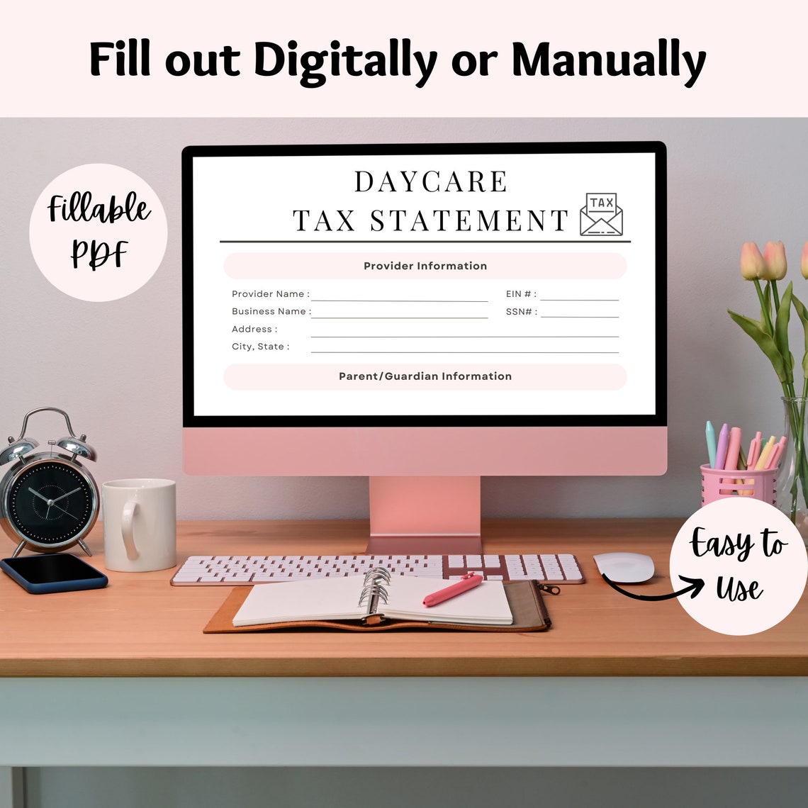 Childcare Tax Form, Daycare Tax Forms, Childcare End of Year Parent Tax ...