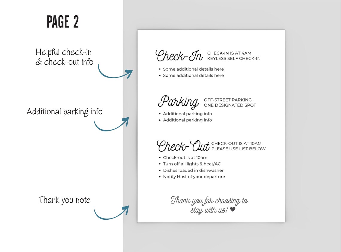 Airbnb Template Editable Airbnb Signs, Quick Welcome Guide | Fillable ...