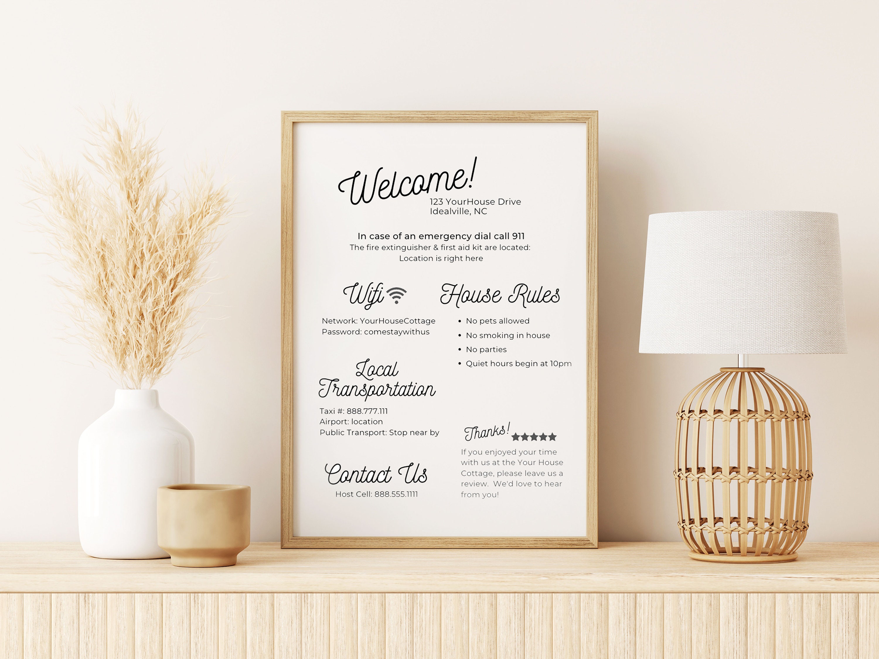 Airbnb Template Editable Airbnb Signs, Quick Welcome Guide | Fillable ...